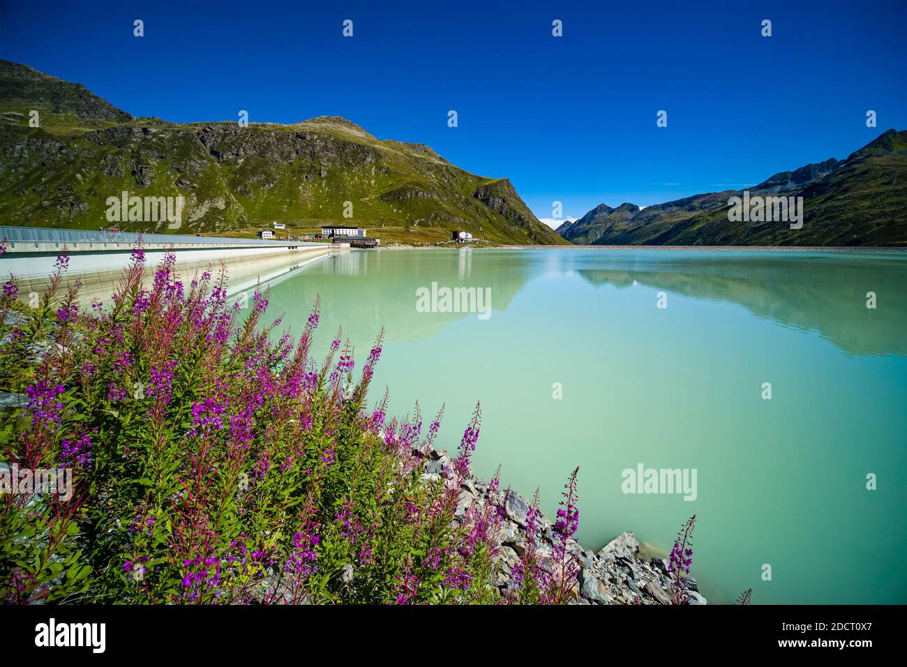 The water reservoir Silvretta Stausee, located at the mountain road ...