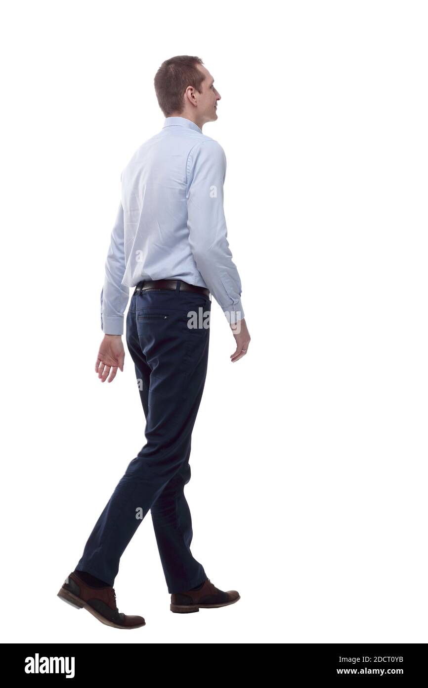confident business man stepping forward . isolated on a white Stock ...