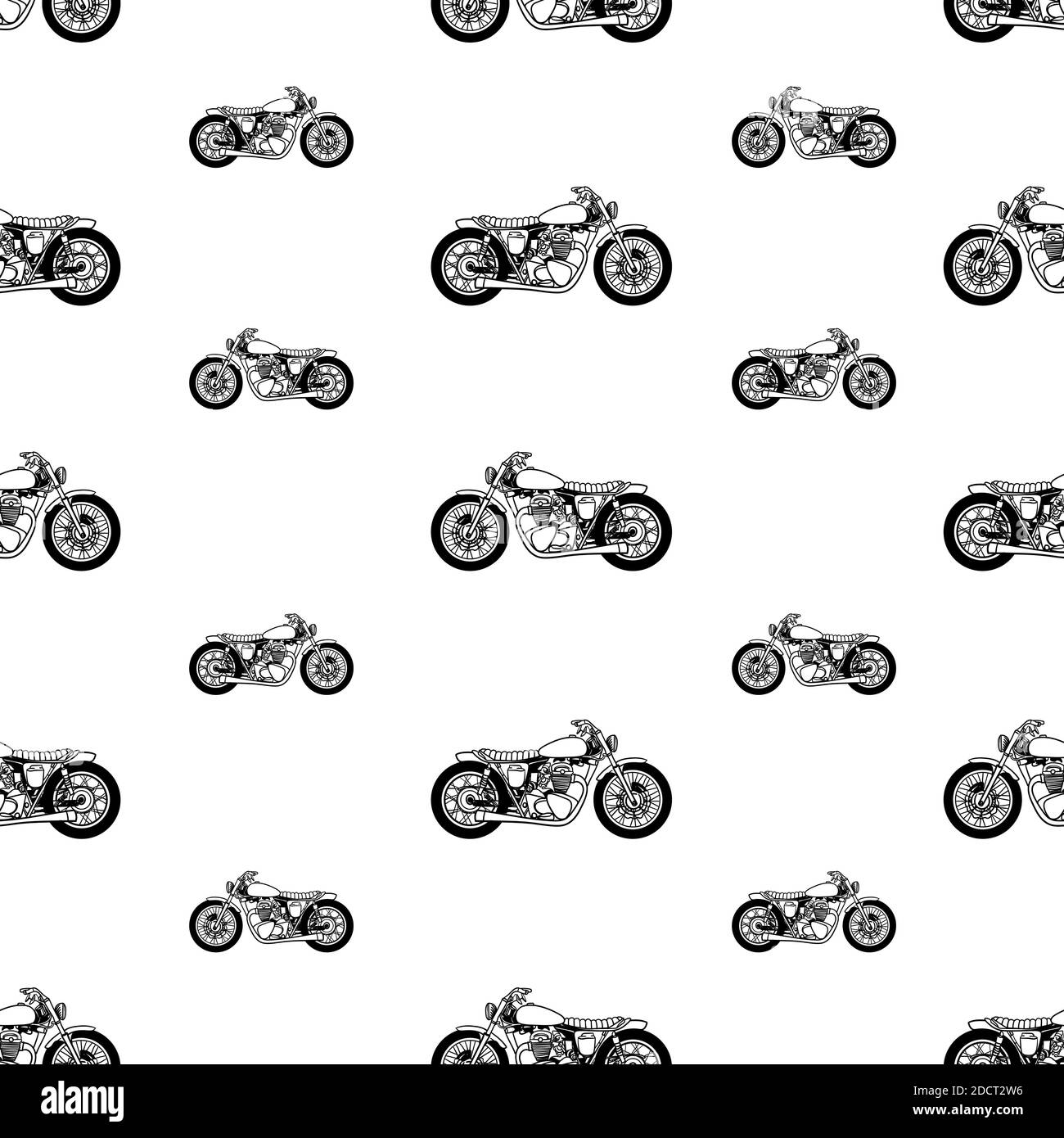 seamless vector Pattern with motorbike silhouettes over white ...