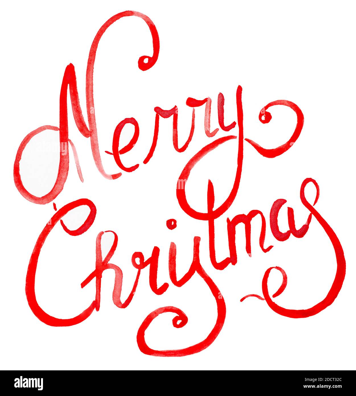 Merry Christmas text, calligraphic illustration isolated on white ...