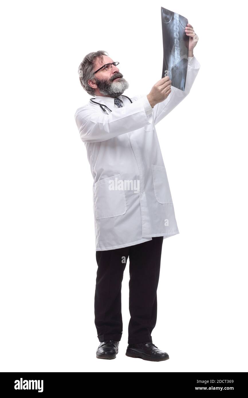 smiling doctor with an x-ray of a patient. isolated on a white Stock ...