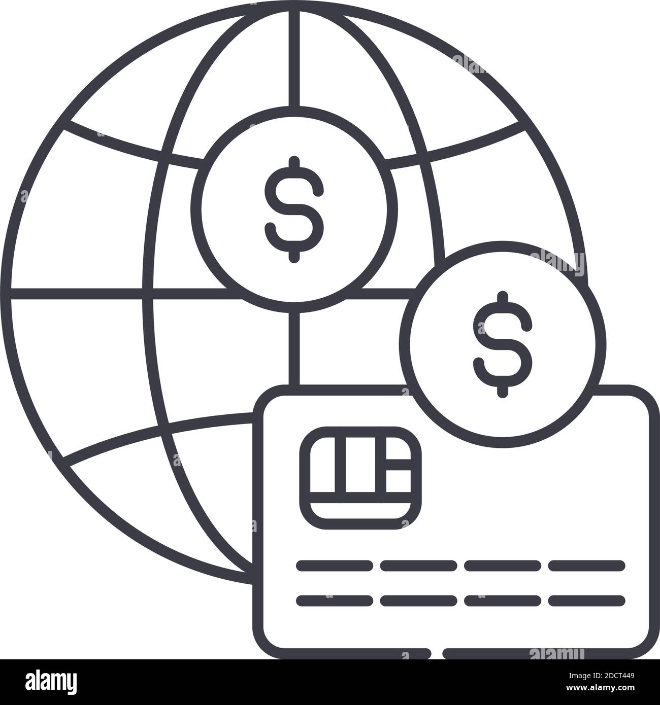 Payment transaction icon, linear isolated illustration, thin line ...