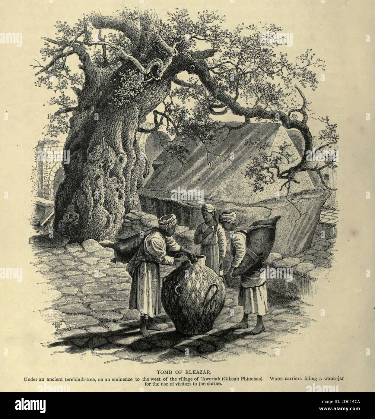 Engraving on Wood of the Tomb of Eleazar under an ancient Terebinth ...