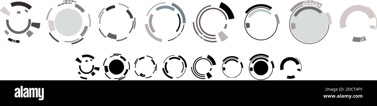 Geometric circles, GUI, UI, HUD segmented circles – Stock vector ...
