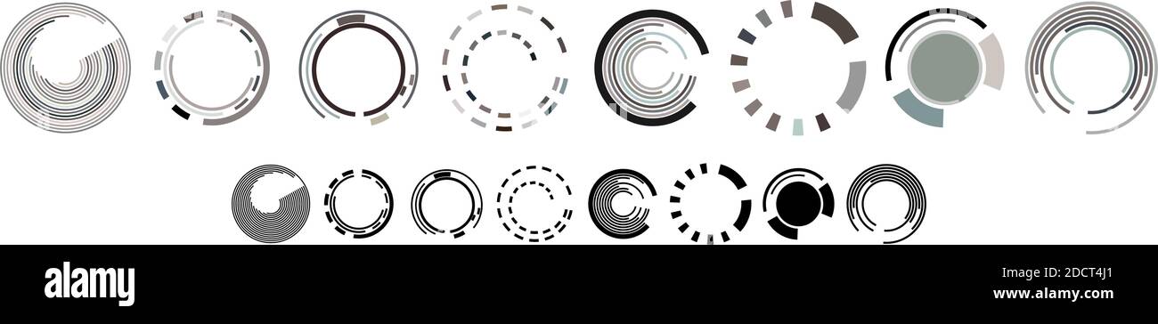 Geometric circles, GUI, UI, HUD segmented circles – Stock vector ...