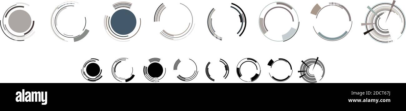 Geometric circles, GUI, UI, HUD segmented circles – Stock vector ...