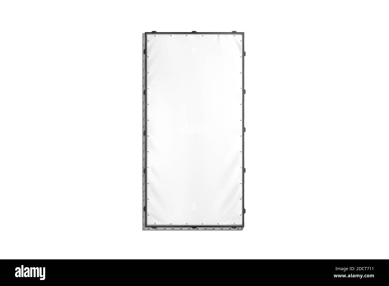 Blank white vertical stretching banner with black grip frame mockup ...