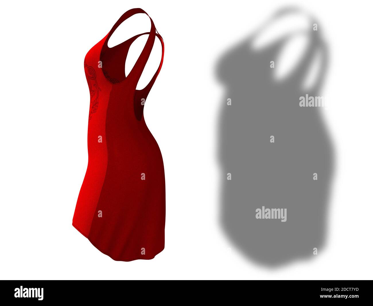 Conceptual fat overweight obese shadow female dress outfit vs slim fit ...