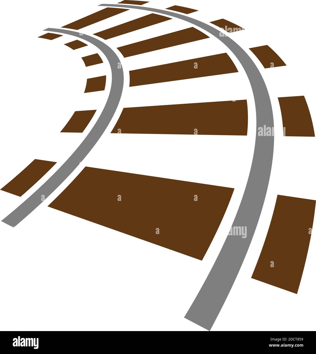 Railroad, Train track, Railway contour, silhouette vector. Tramway, metro, subway path – Stock ...