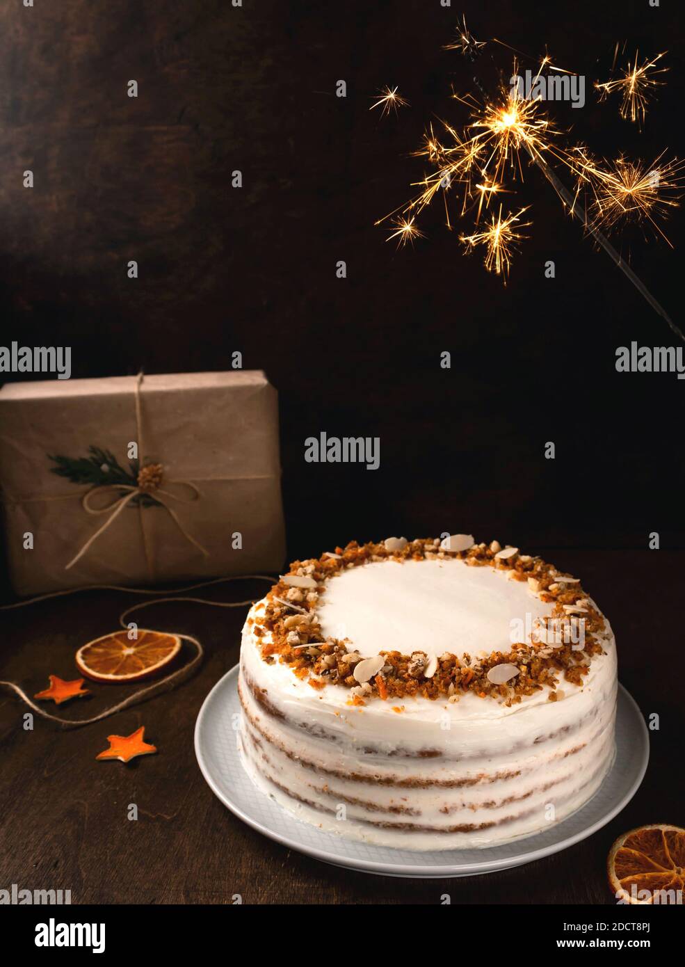 Birthday cake with sparklers hi-res stock photography and images - Alamy