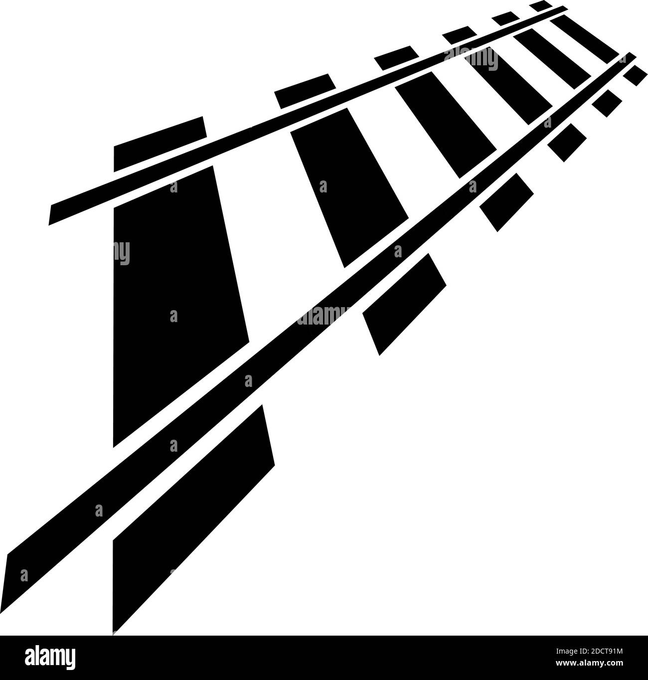 Railroad, Train track, Railway contour, silhouette vector. Tramway ... Railroad, Train track, Railway contour, silhouette vector. Tramway ...
