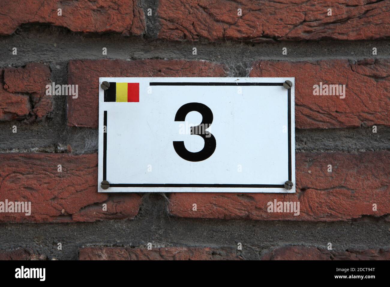 Belgian house number in the town of Baarle-Hertog in Belgium located on ...