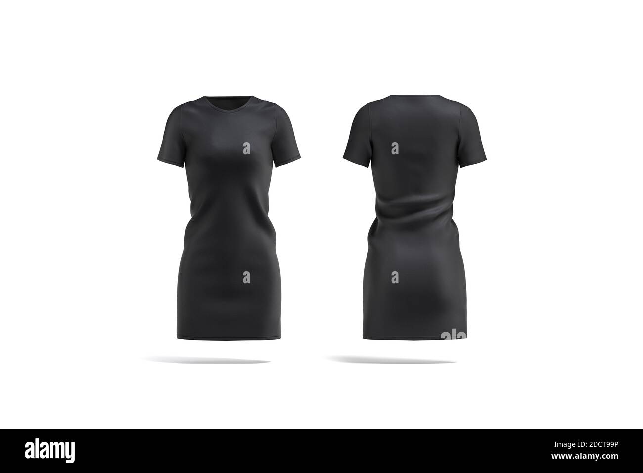 Blank black cloth dress mock up, front and back view Stock Photo - Alamy