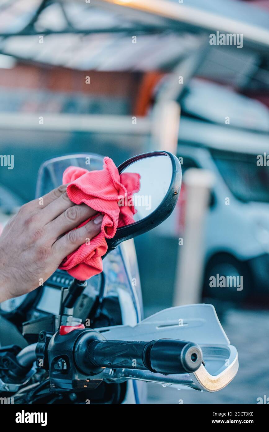 Motorcycle Car Wash. A series of photos a biker washes his motorcycle ...