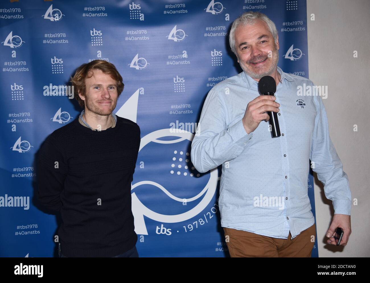 Sailor Franc ois Gabart and CEO of TBS Jean-Marc Taillieu attending the ...