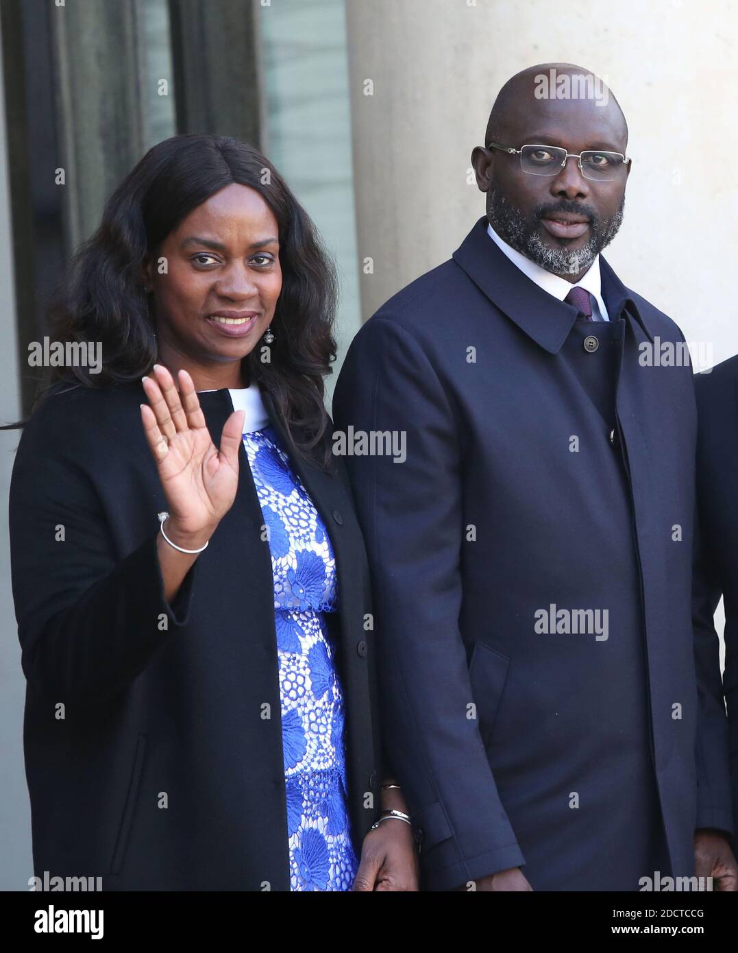 Liberian President George Weah And His Wife Clar Before A Lunch At The