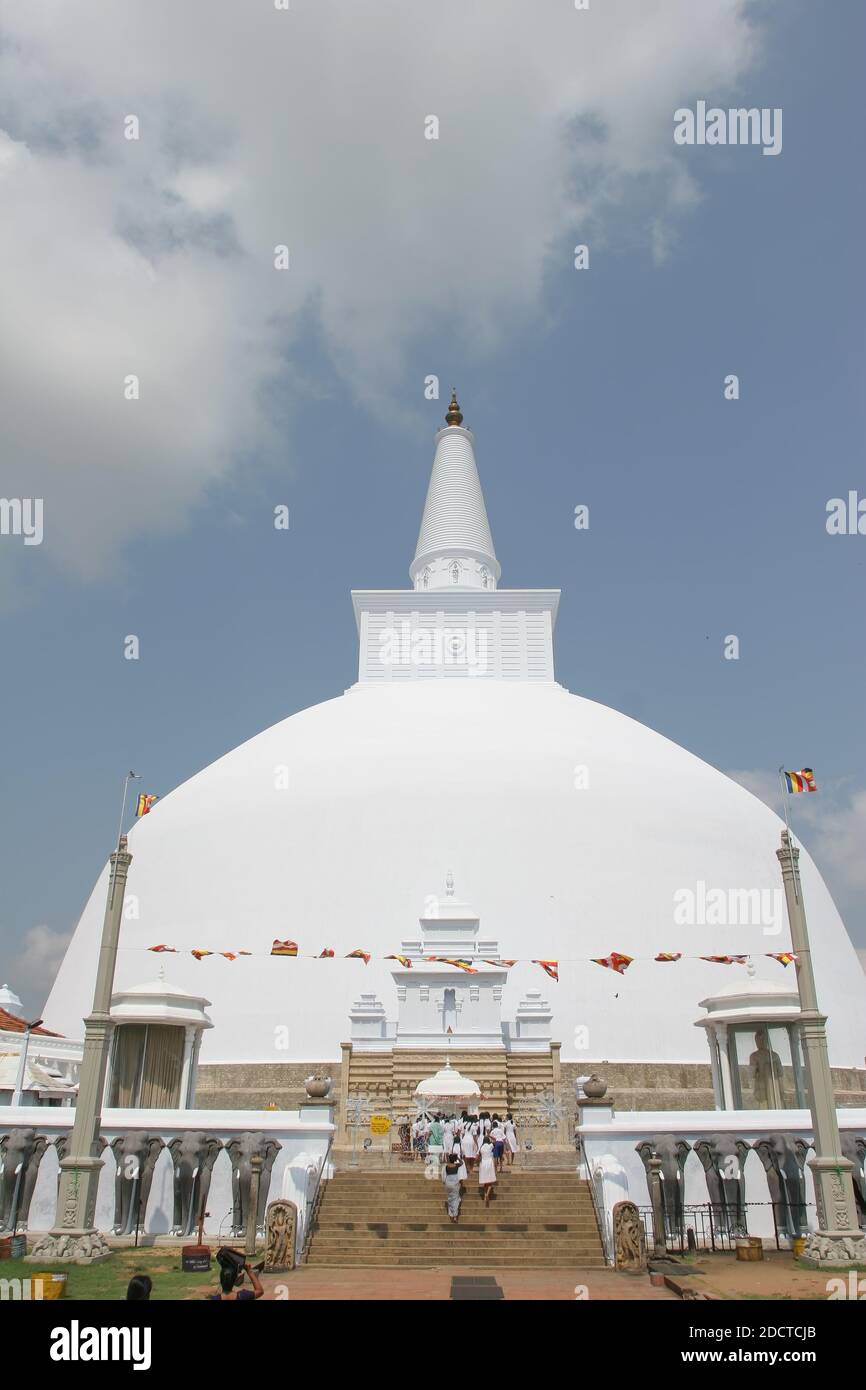 Sri Lanka, Buddhist stupa painted white near Polonnaruwa Stock Photo ...