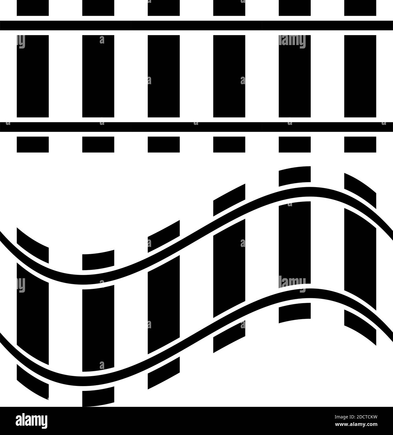 Railroad, Train track, Railway contour, silhouette vector. Tramway ... Railroad, Train track, Railway contour, silhouette vector. Tramway ...