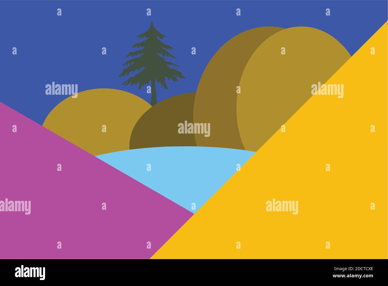 Beautiful landscape mountains lake dawn Stock Vector Images - Alamy