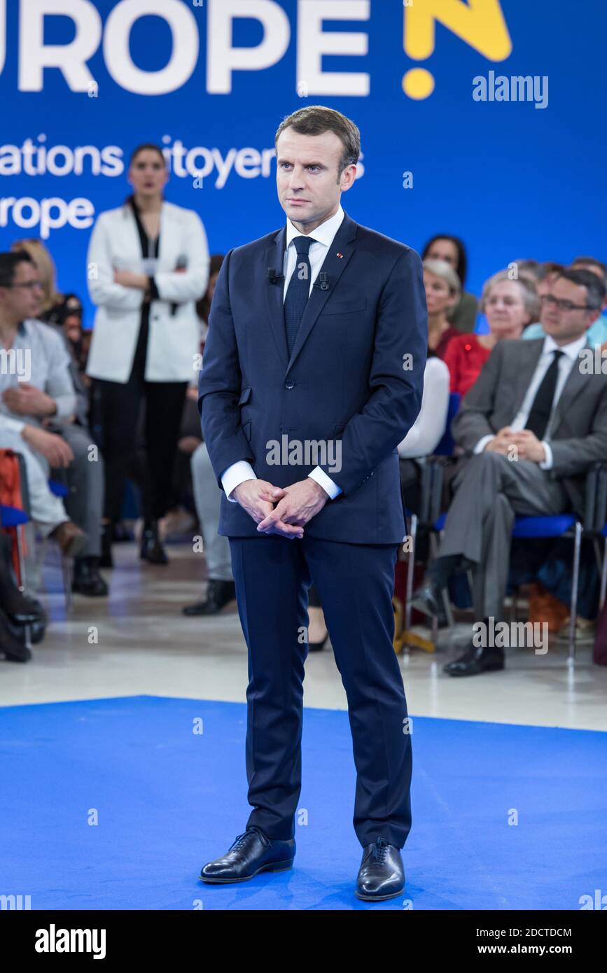 French President Emmanuel Macron during the opening of a series of ...