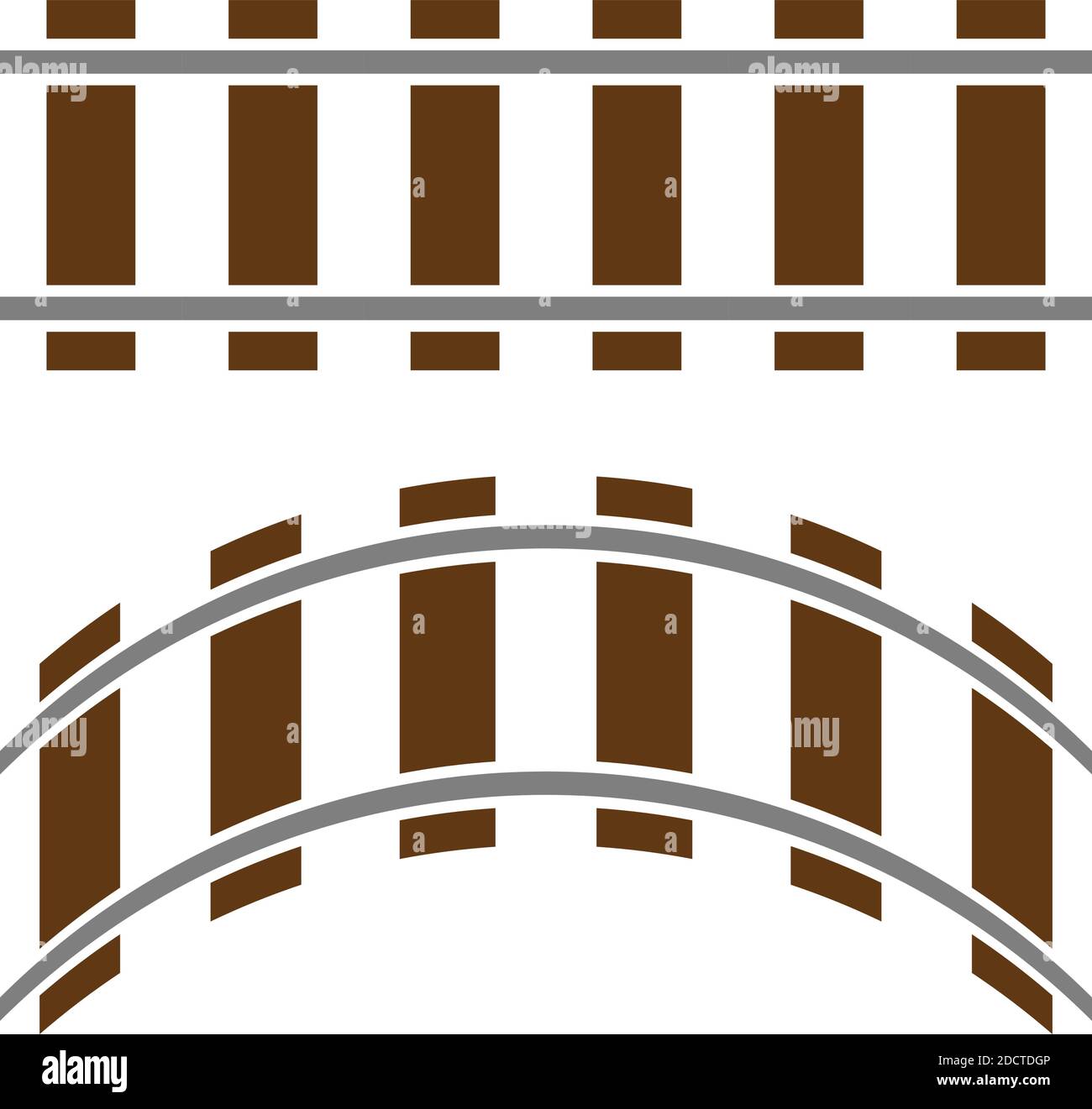Railroad, Train track, Railway contour, silhouette vector. Tramway ...