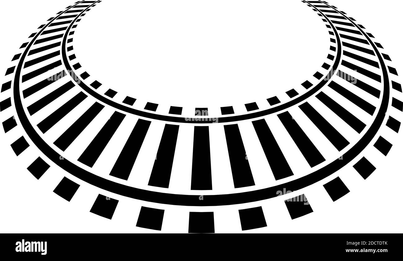 Railroad, Train track, Railway contour, silhouette vector. Tramway, metro, subway path – Stock ...