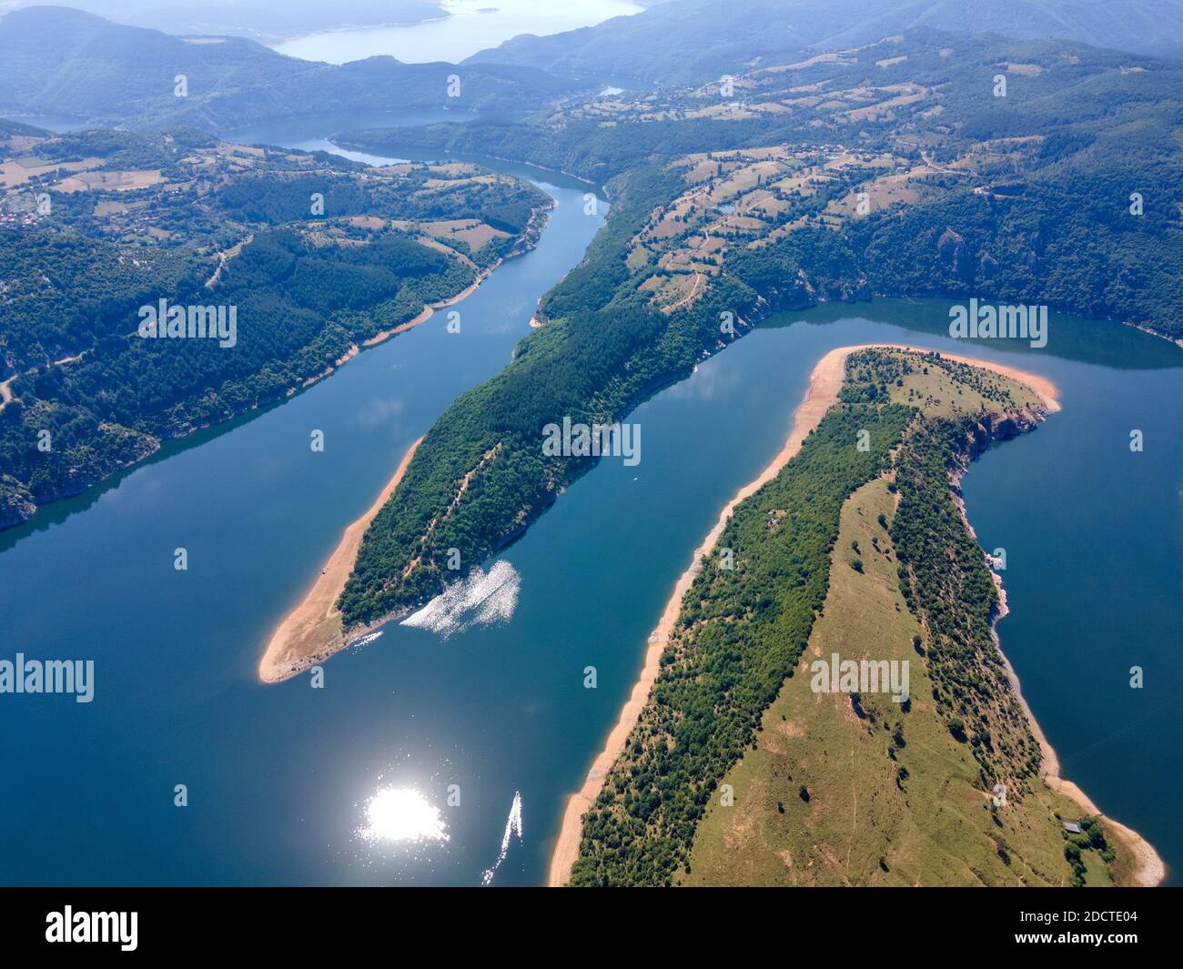 Amazing Aerial view of Arda River meander and Kardzhali Reservoir ...