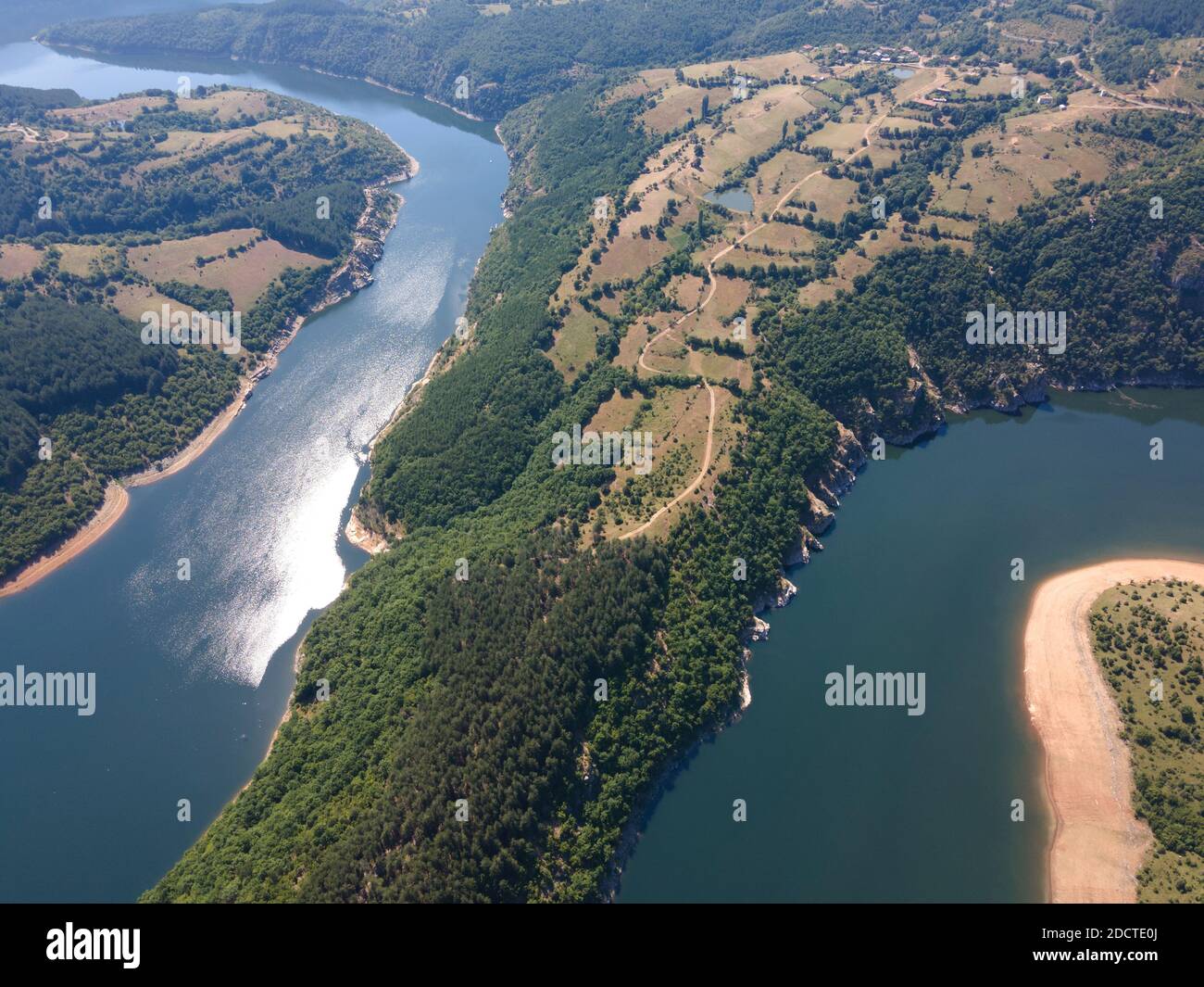 Amazing Aerial view of Arda River meander and Kardzhali Reservoir ...