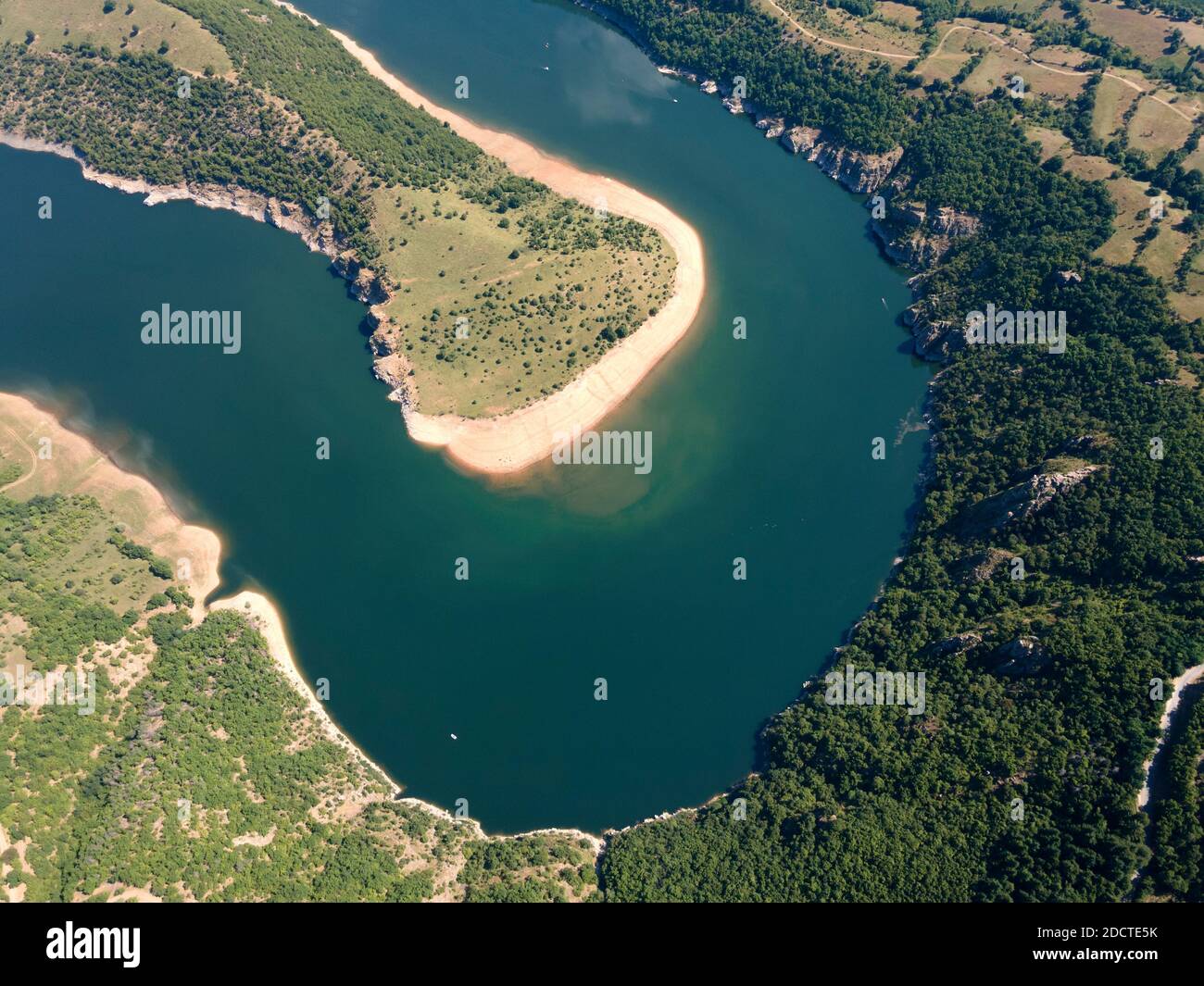 Amazing Aerial view of Arda River meander and Kardzhali Reservoir ...