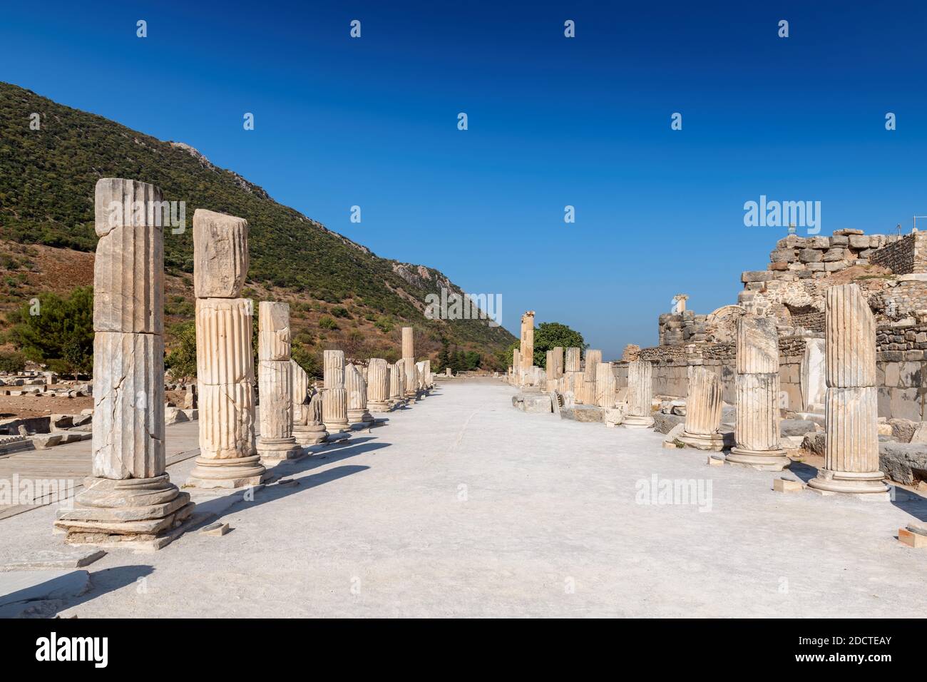 Roman pillars in the ruins of Ephesus city, Selcuk, Izmir, Turkey Stock ...