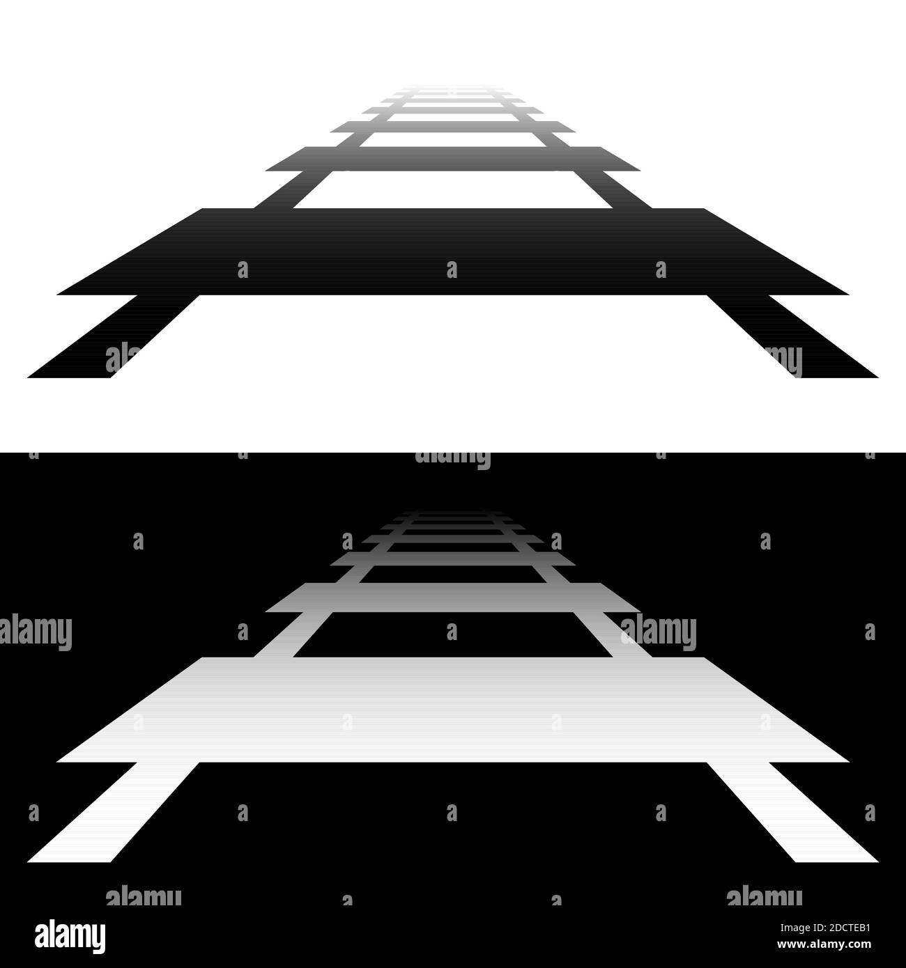 Railroad, Train track, Railway contour, silhouette vector. Tramway, metro, subway path – Stock ...