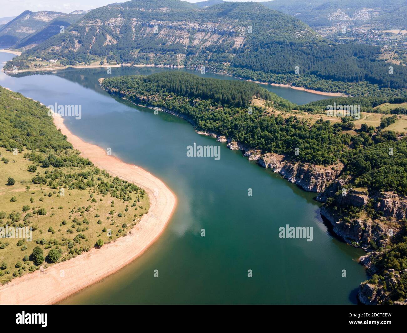 Amazing Aerial view of Arda River meander and Kardzhali Reservoir ...