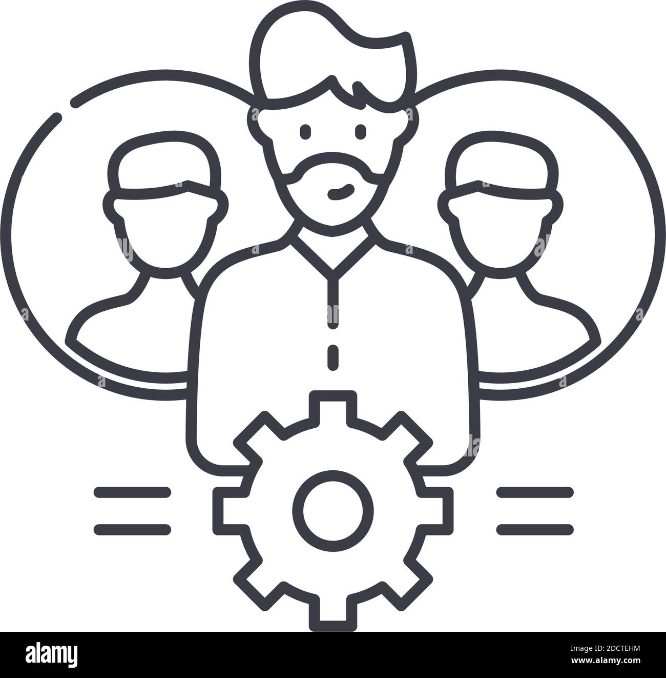 People management icon, linear isolated illustration, thin line vector ...