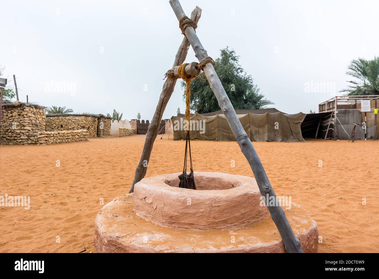 Water well at the desert in the Heritage folk village in Abu Dhabi ...