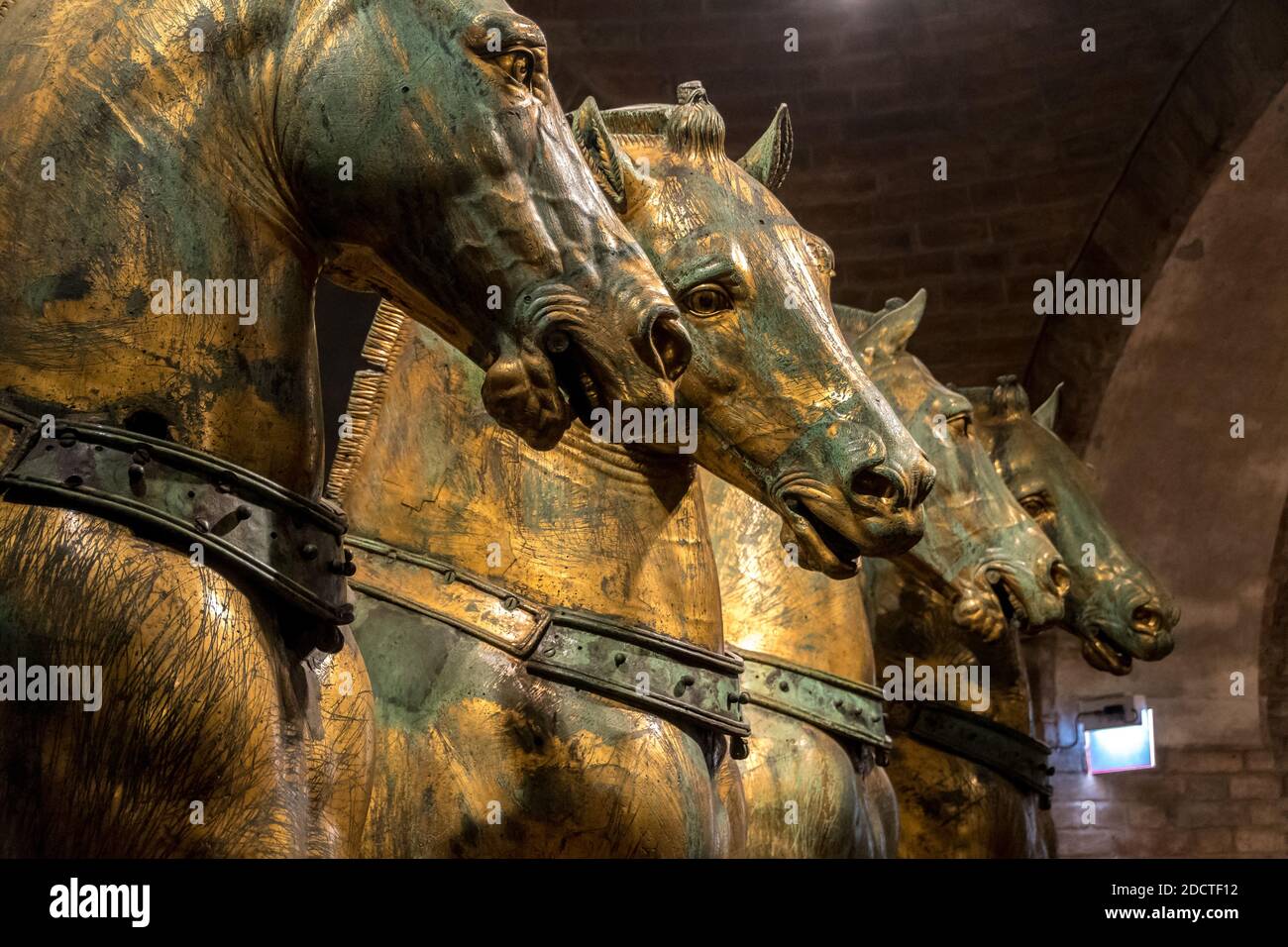 Roman quadriga, (four horses), on the roof of San Marco Cathedral in ...