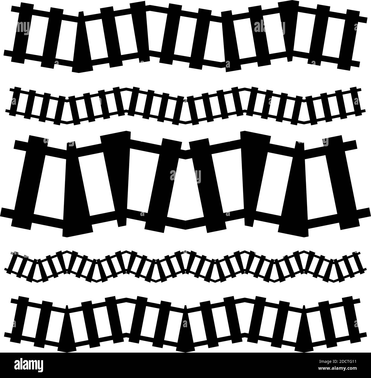 Railroad, Train track, Railway contour, silhouette vector. Tramway, metro, subway path – Stock ...