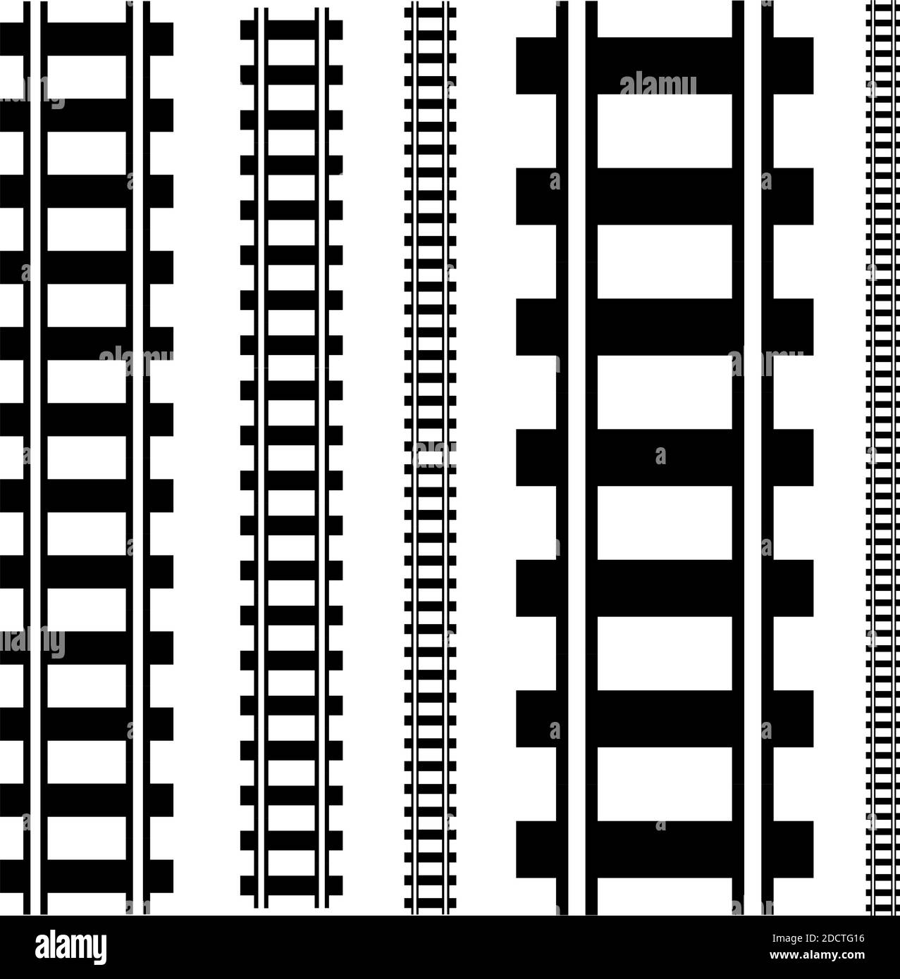 Railroad, Train track, Railway contour, silhouette vector. Tramway, metro, subway path – Stock ...