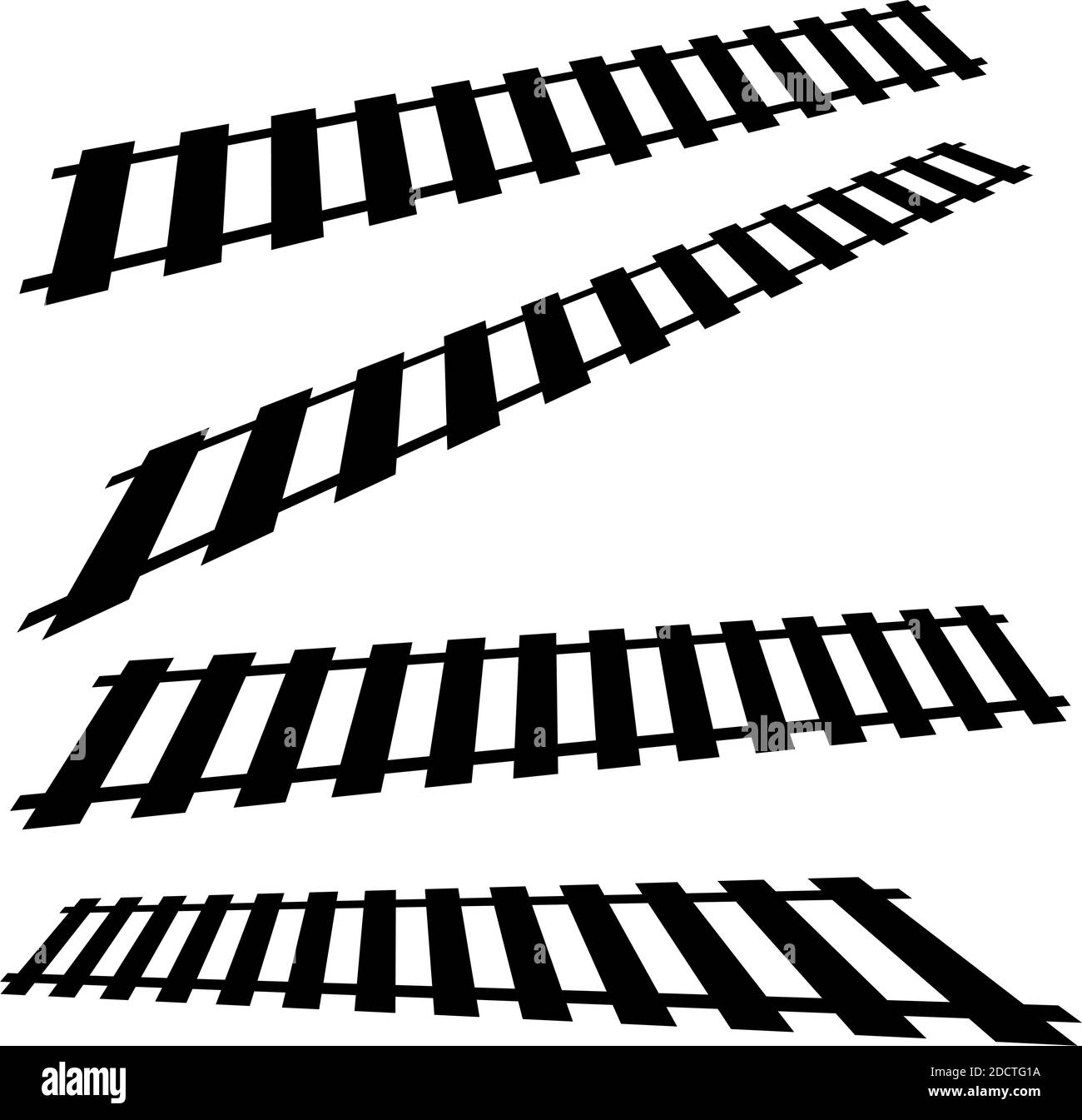 Railroad, Train track, Railway contour, silhouette vector. Tramway, metro, subway path – Stock ...