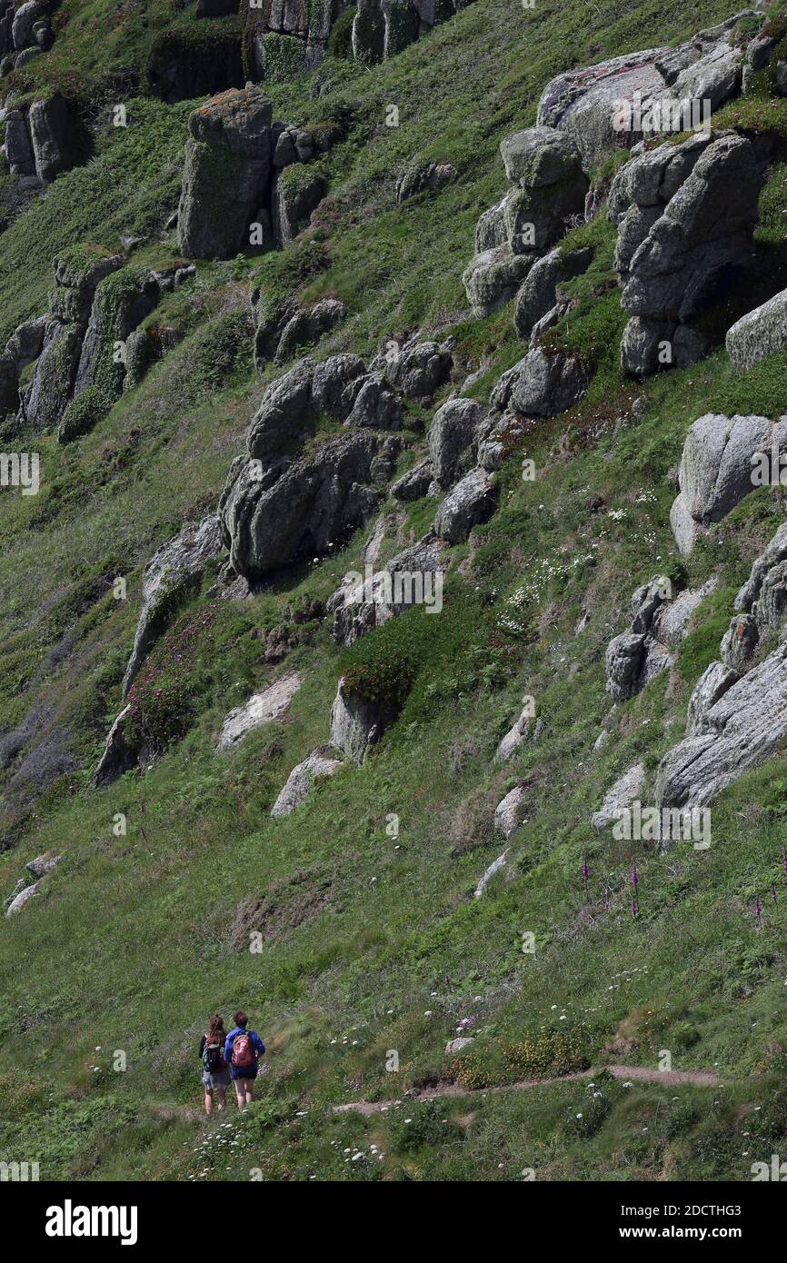 GREAT BRITAIN /Cornwall/ People walking on the South West Coast Path ...
