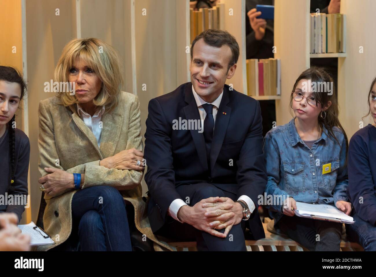 French President Emmanuel Macron and his wife Brigitte attend the Paris ...