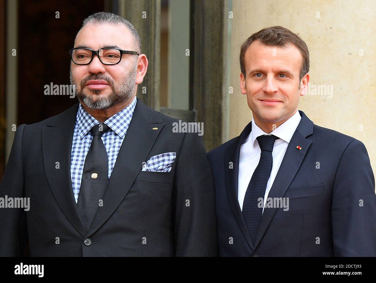 French President Emmanuel Macron receives the King of Morocco Mohammed ...