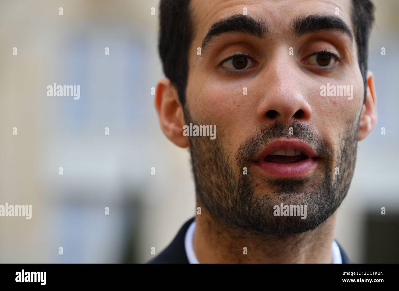 Olympic champion Martin Fourcade arriving at Elysee Palace for an award ...