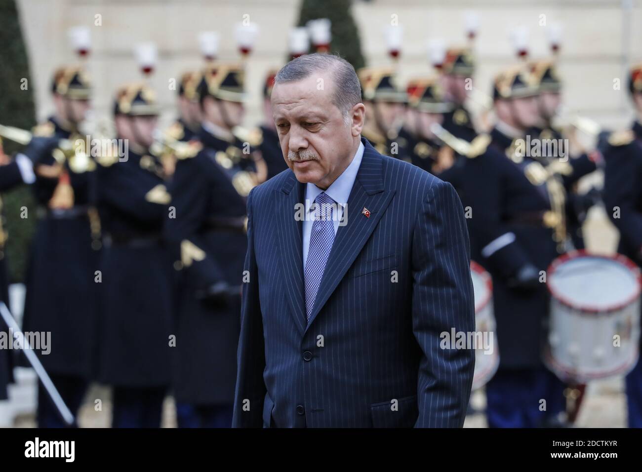 President of Turkey, Recep Tayyip Erdogan arriving at official ceremony ...