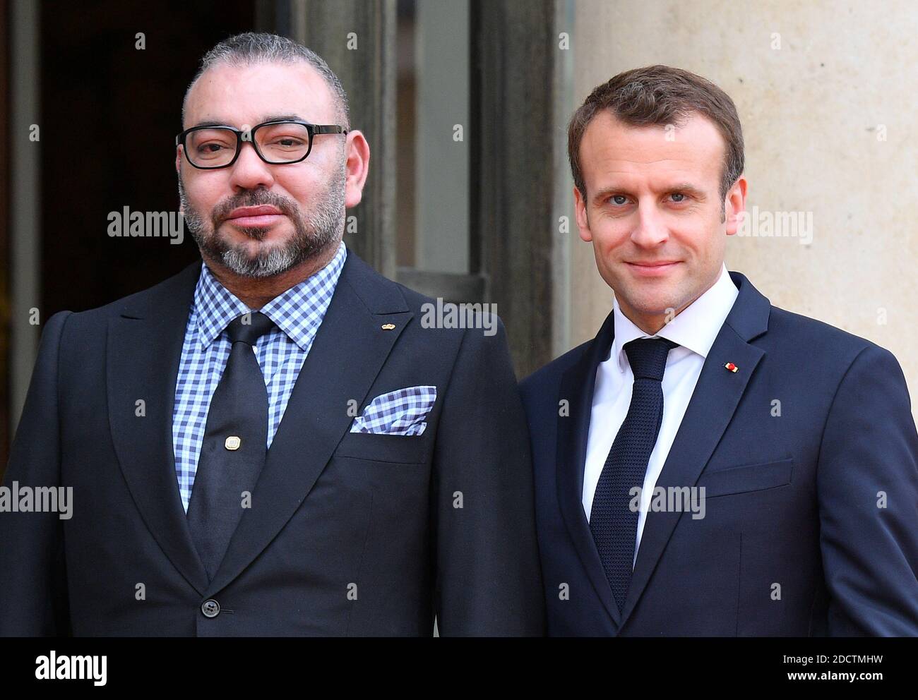 French President Emmanuel Macron receives the King of Morocco Mohammed ...