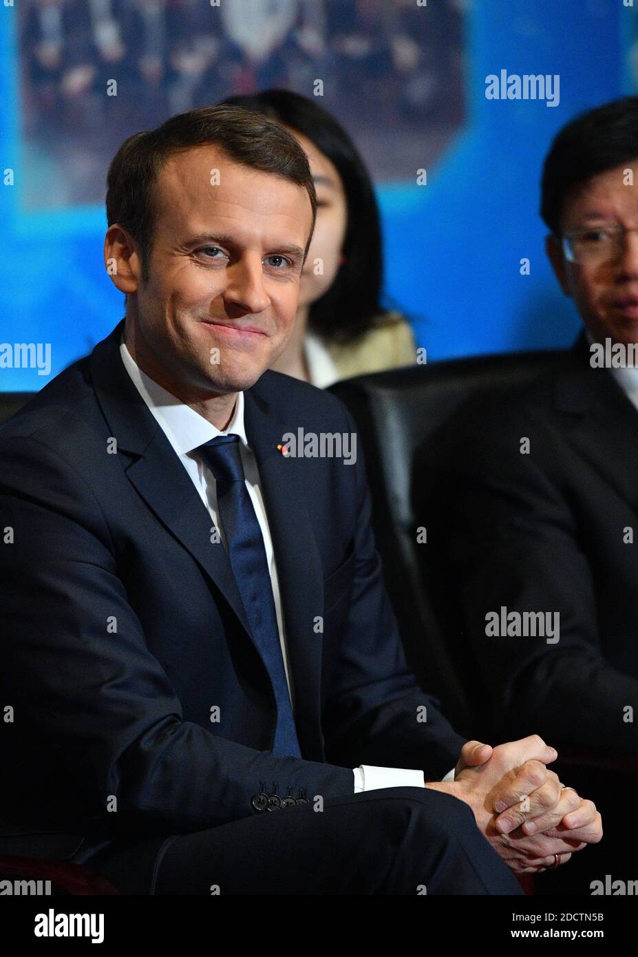 French President Emmanuel Macron visits the China Academy of Space ...