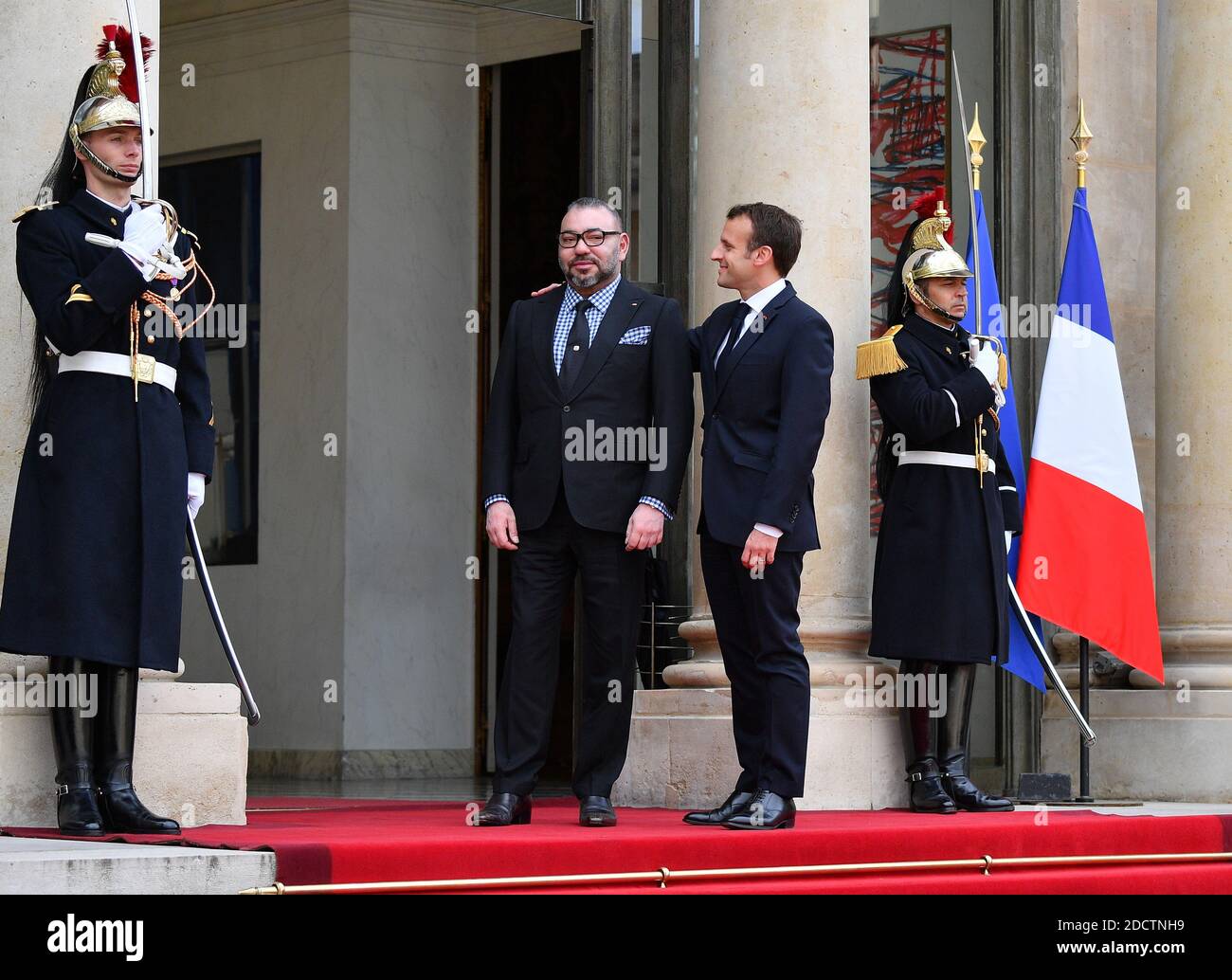 French President Emmanuel Macron receives the King of Morocco Mohammed ...