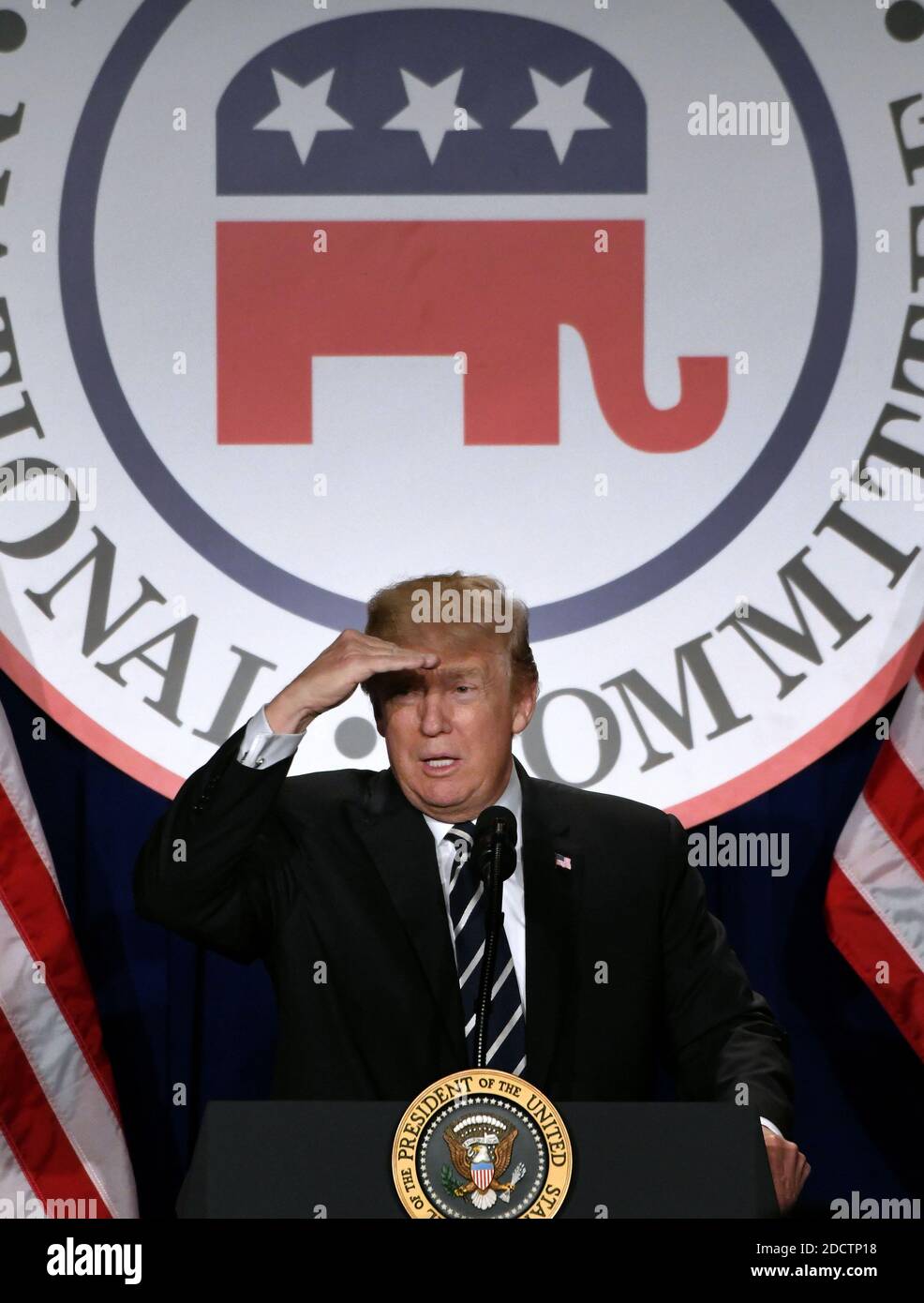 U.S. President Donald Trump delivers remarks at the Republican National ...