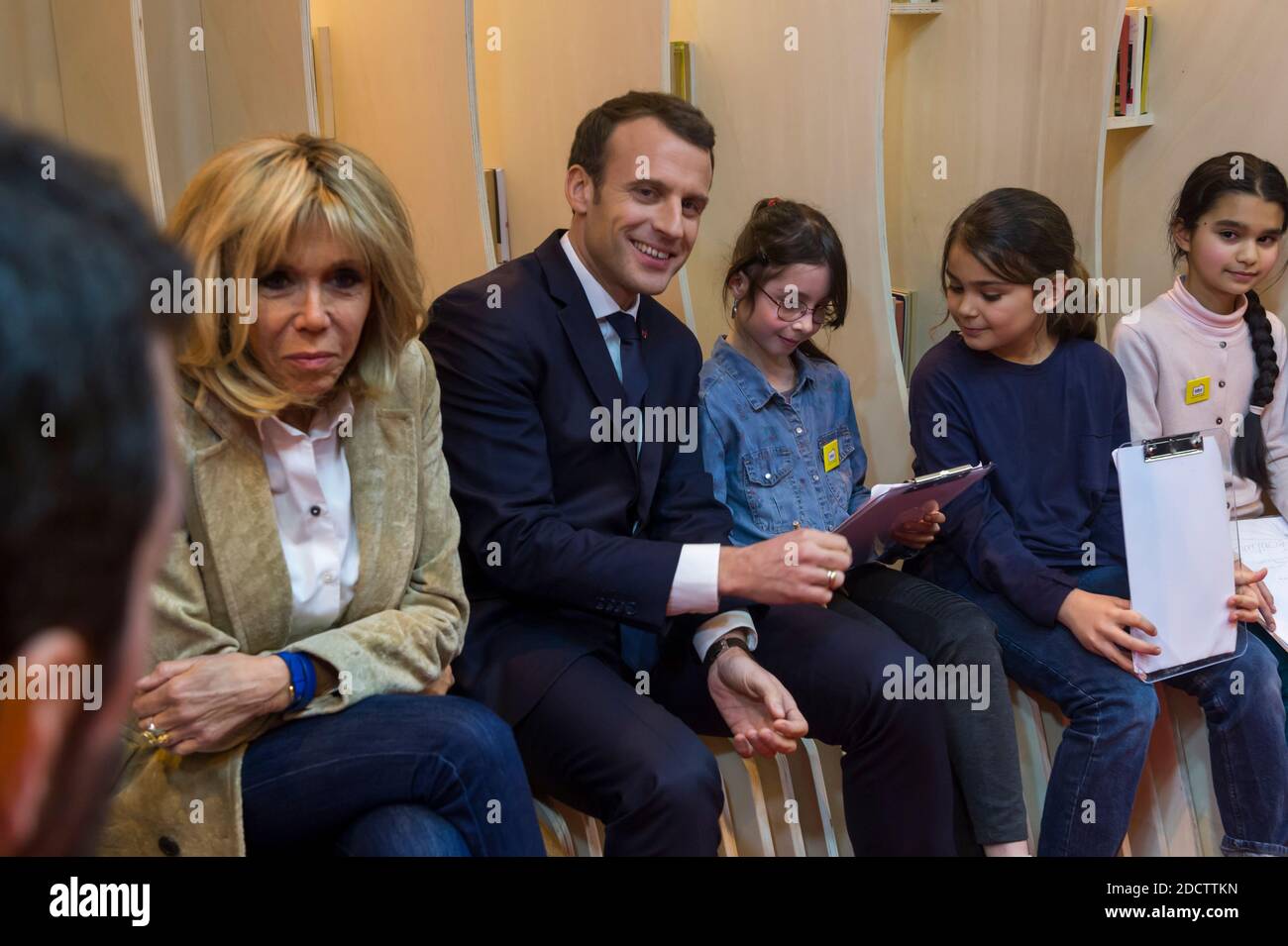French President Emmanuel Macron and his wife Brigitte attend the Paris ...