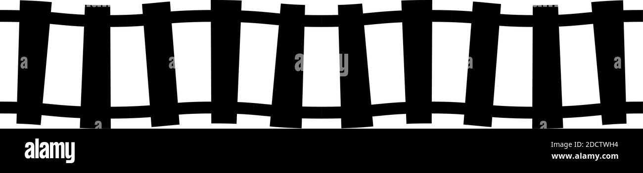 Railroad, Train track, Railway contour, silhouette vector. Tramway ...