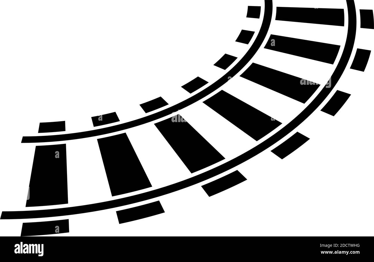 Railroad, Train track, Railway contour, silhouette vector. Tramway ...